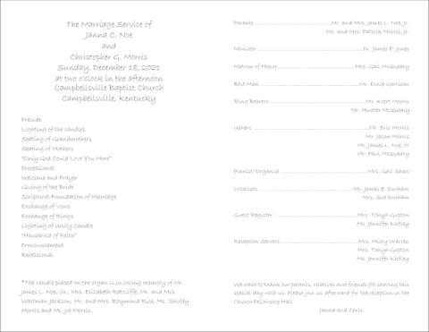 Christian Wedding Bulletin Templates